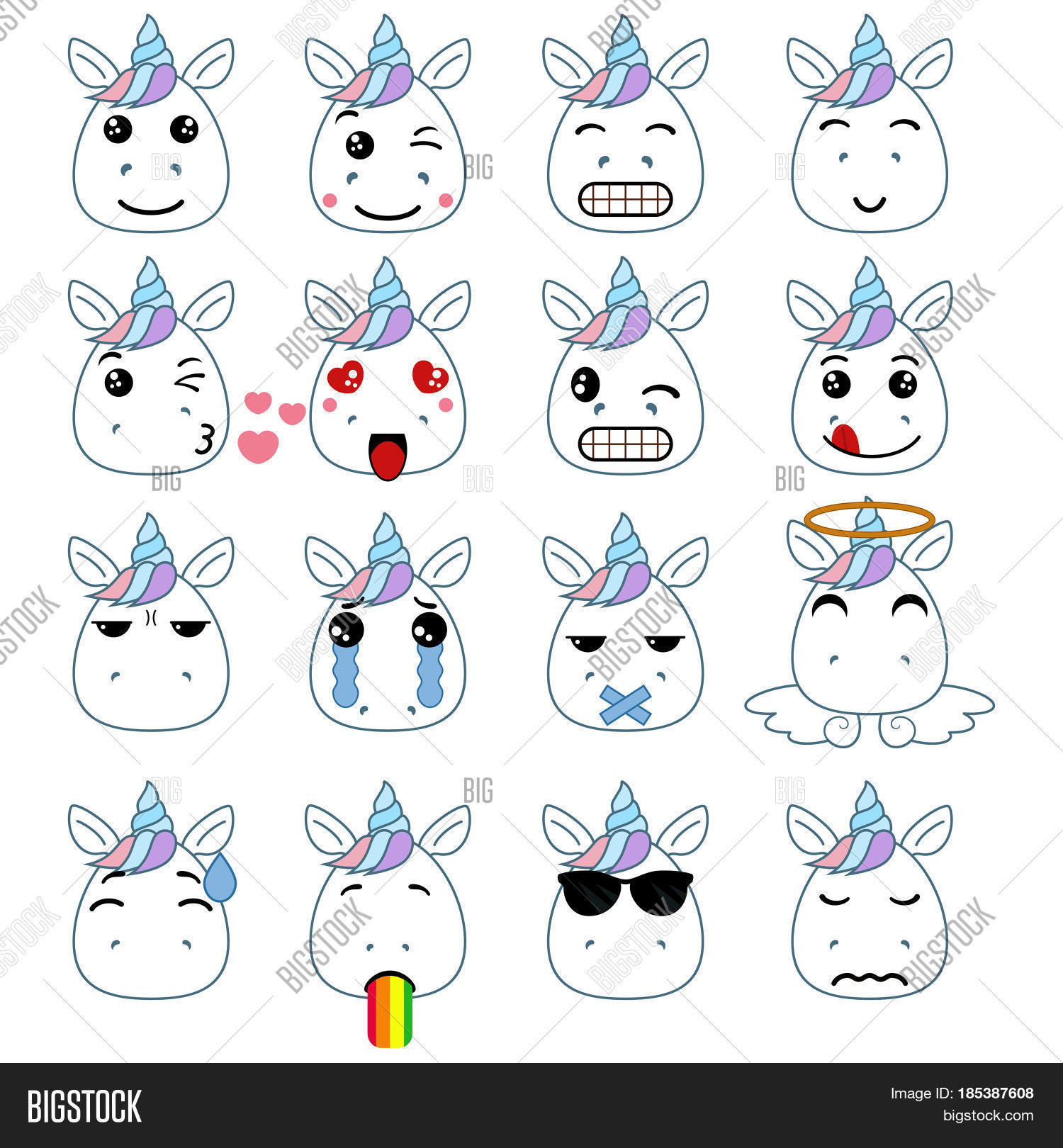 Set Cute Unicorn Vector & Photo (Free Trial) | Bigstock