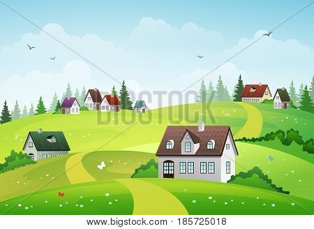 Valley Farmland Cartoon Images, Illustrations, Vectors - Valley ...