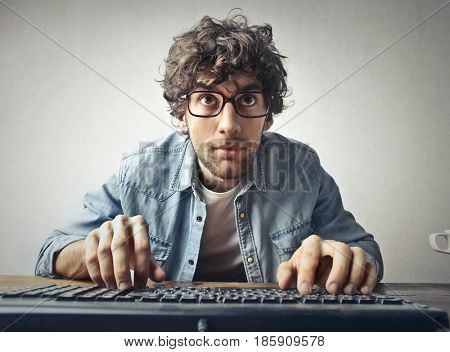 Handsome Guy Typing On Image & Photo (Free Trial) | Bigstock