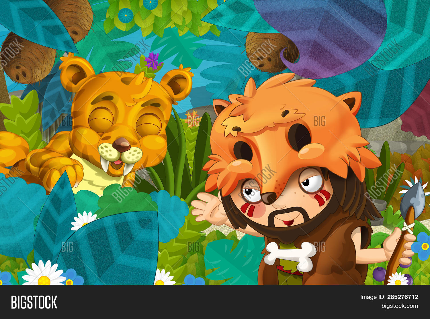 Cartoon Scene Caveman Image & Photo (Free Trial) | Bigstock