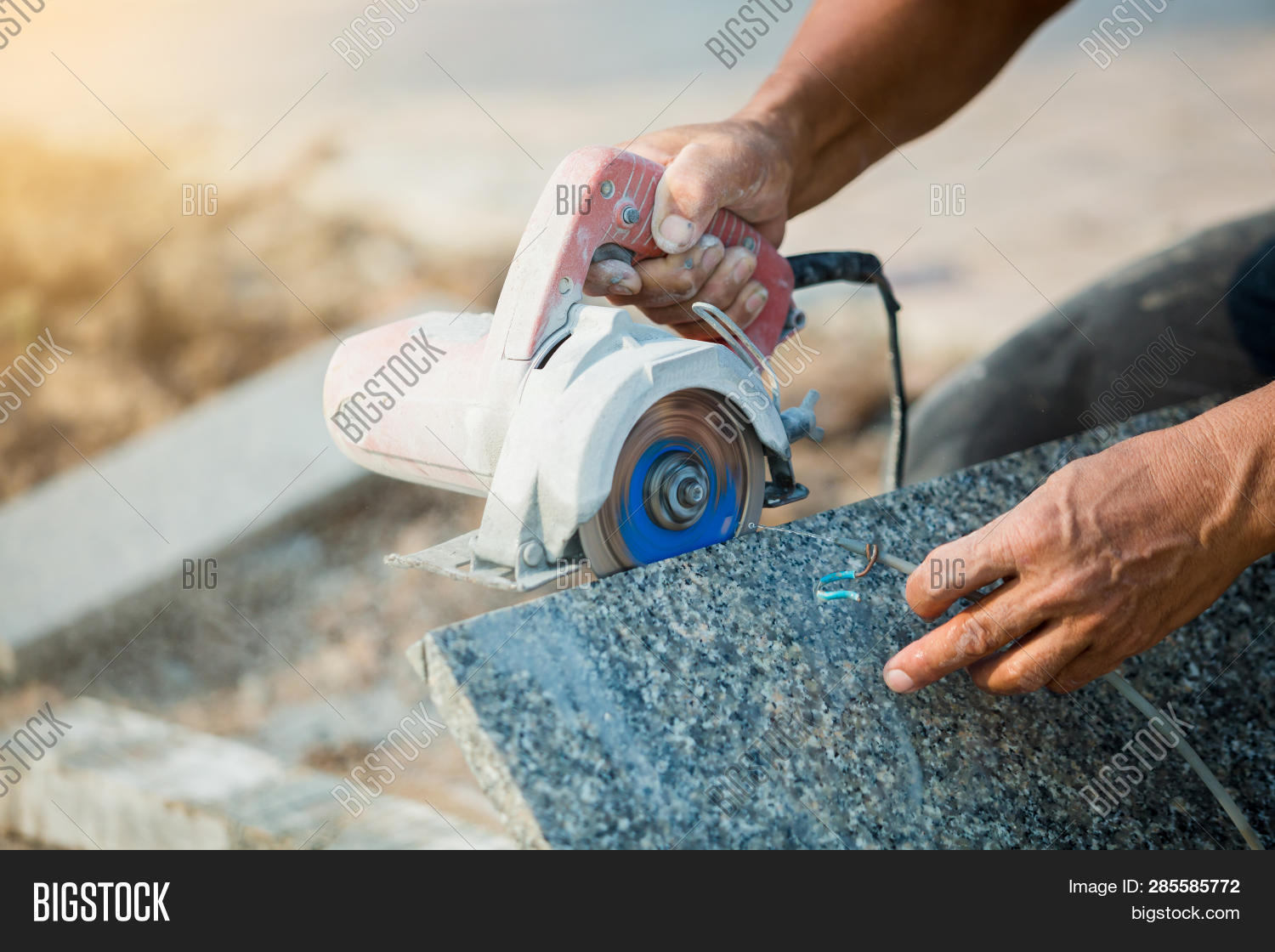 Worker Cutting Granite Image & Photo (Free Trial) | Bigstock