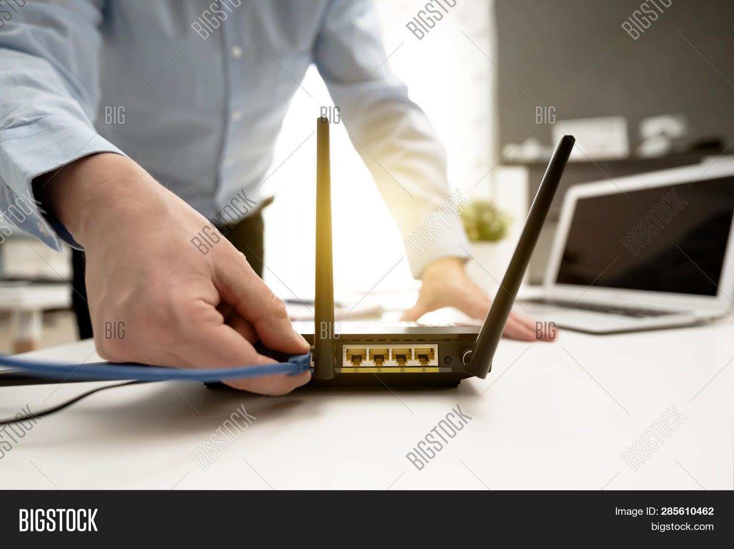 Man Connects Cable Image & Photo (Free Trial) | Bigstock