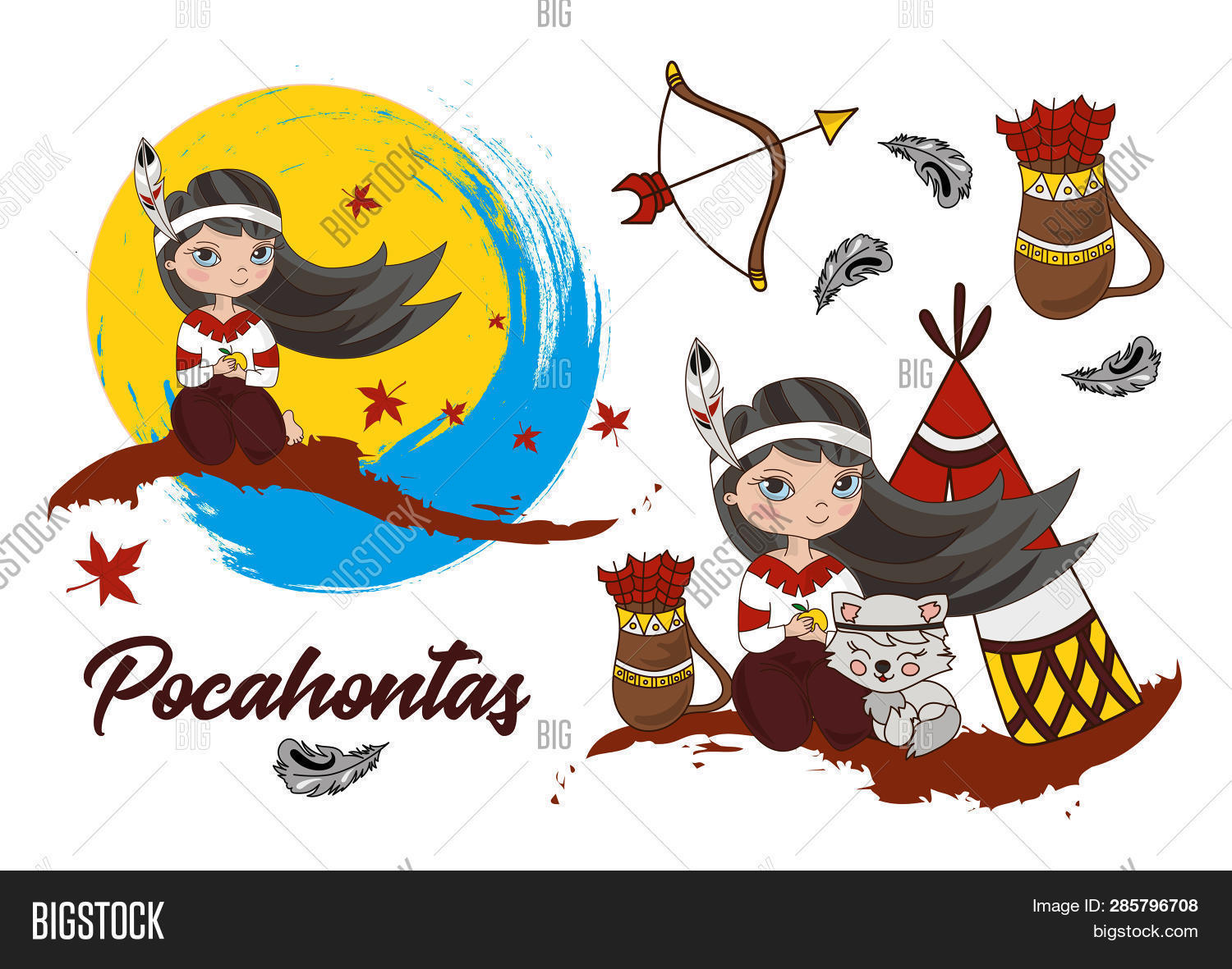 Pocahontas Cartoon Vector & Photo (Free Trial) | Bigstock