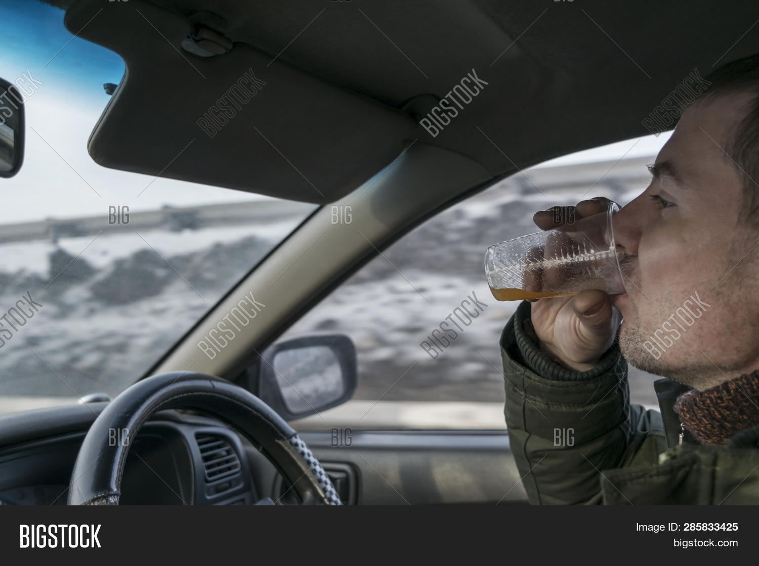 Young Man Car Drinking Image & Photo (Free Trial) | Bigstock