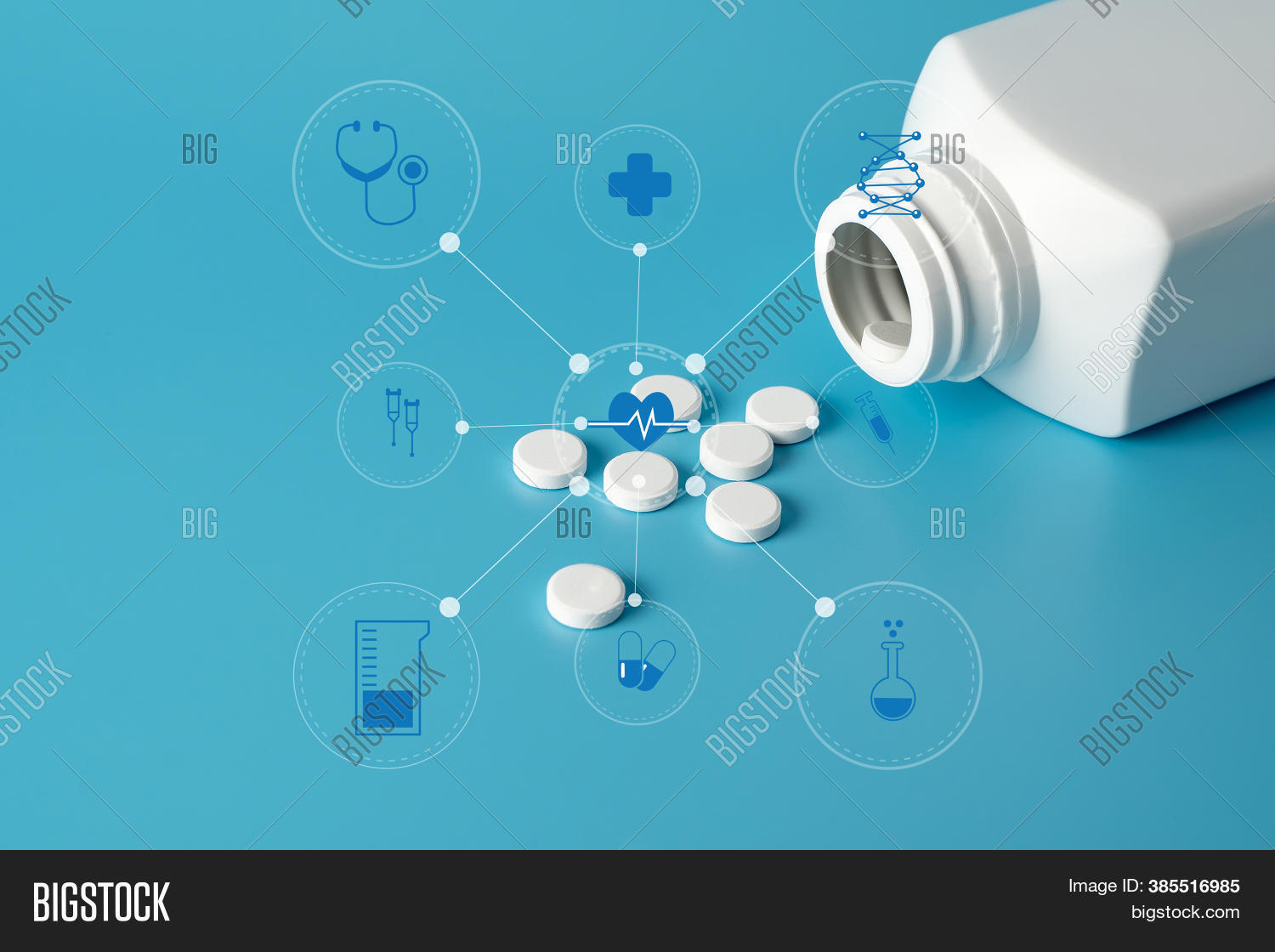 Medicine Pills On Blue Image & Photo (Free Trial) | Bigstock
