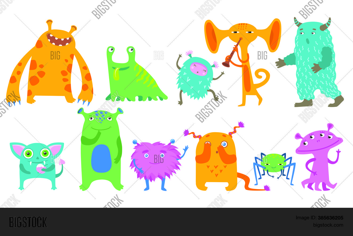 Cartoon Monsters Flat Vector & Photo (Free Trial) | Bigstock