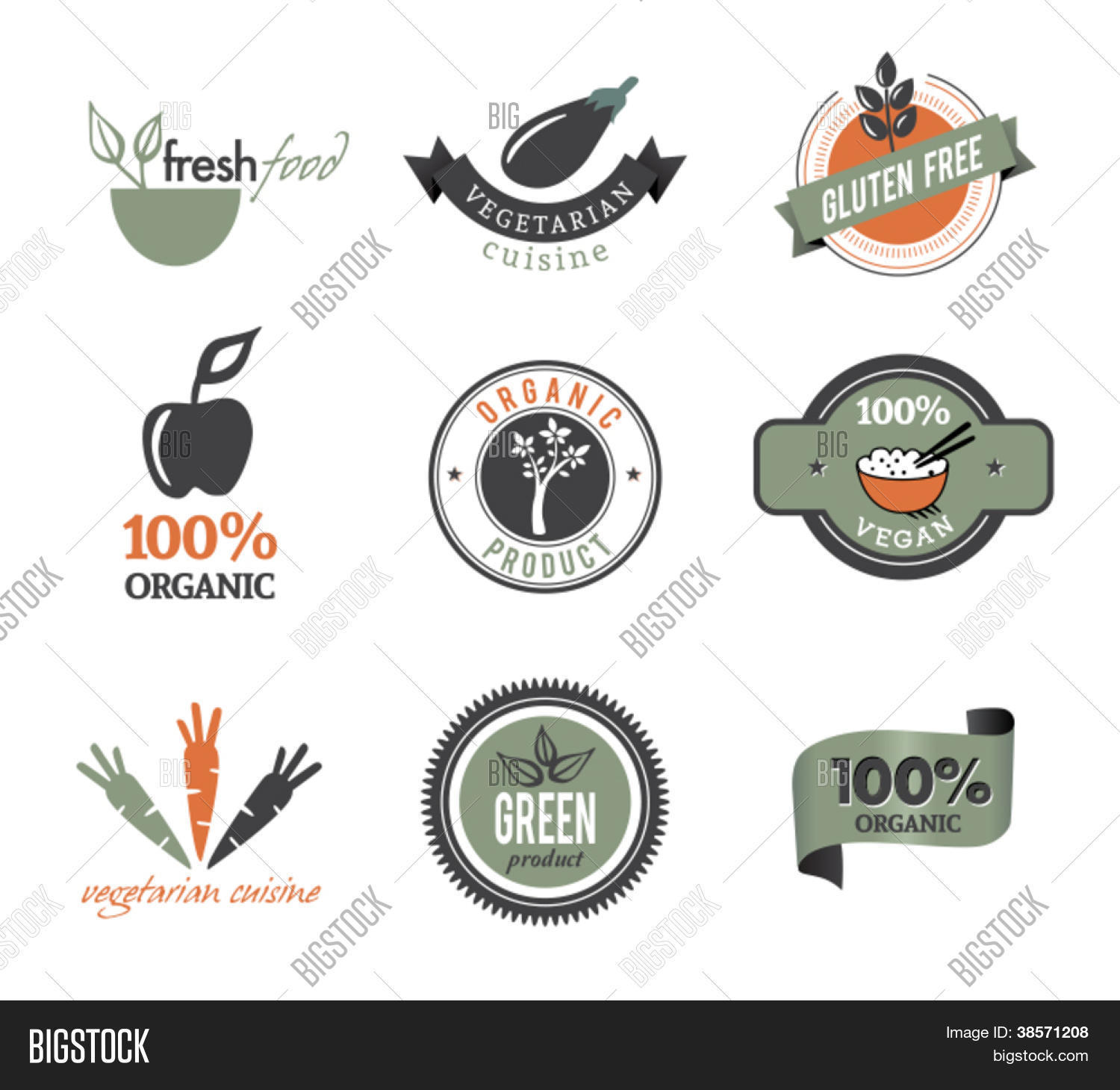 Set Organic Icons Vector & Photo (Free Trial) | Bigstock
