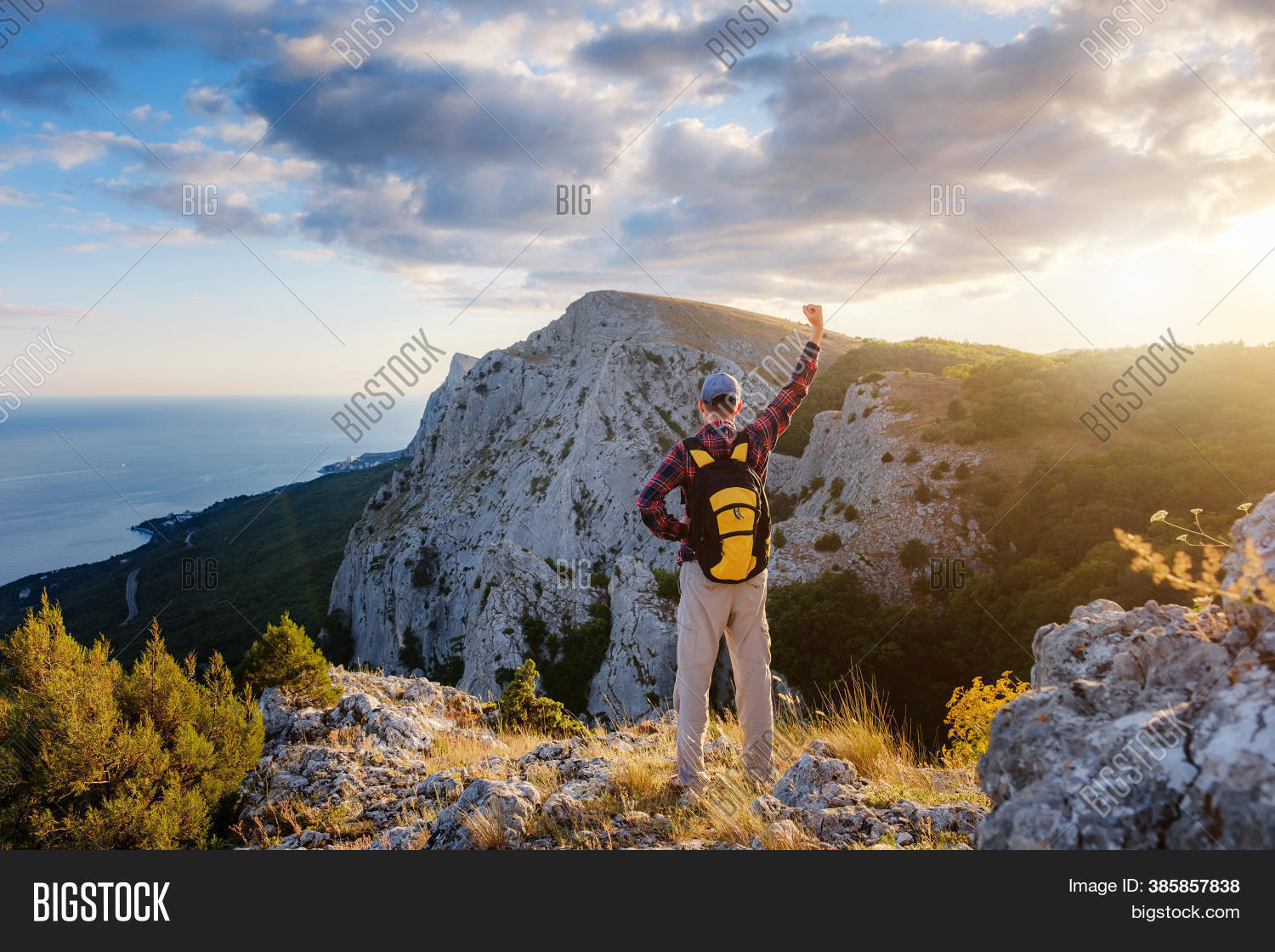 Adventurous Man On Top Image & Photo (Free Trial) | Bigstock