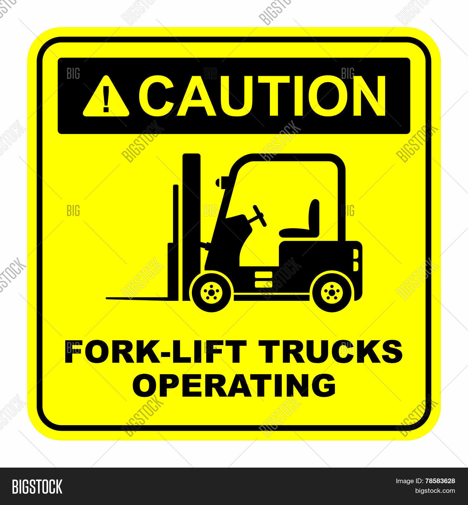 Caution Fork-lift Vector & Photo (Free Trial) | Bigstock