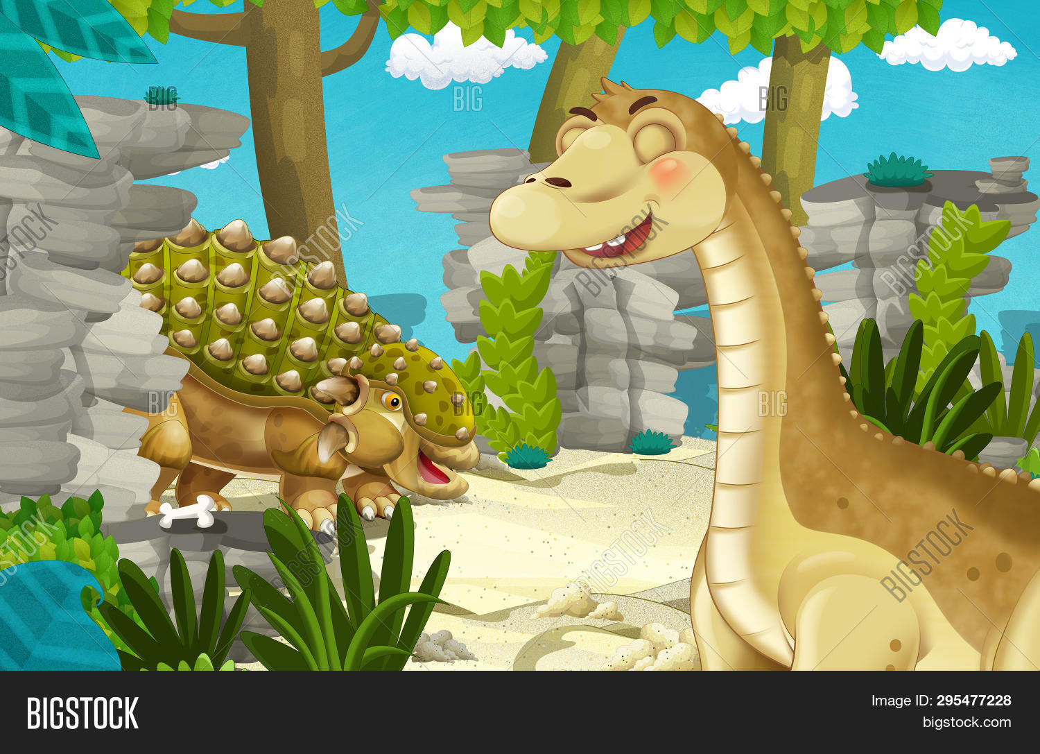 Cartoon Scene Dinosaur Image & Photo (Free Trial) | Bigstock
