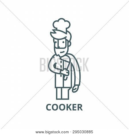 Cooker, Restaurant Chef Line Icon, Vector. Cooker, Restaurant Chef ...