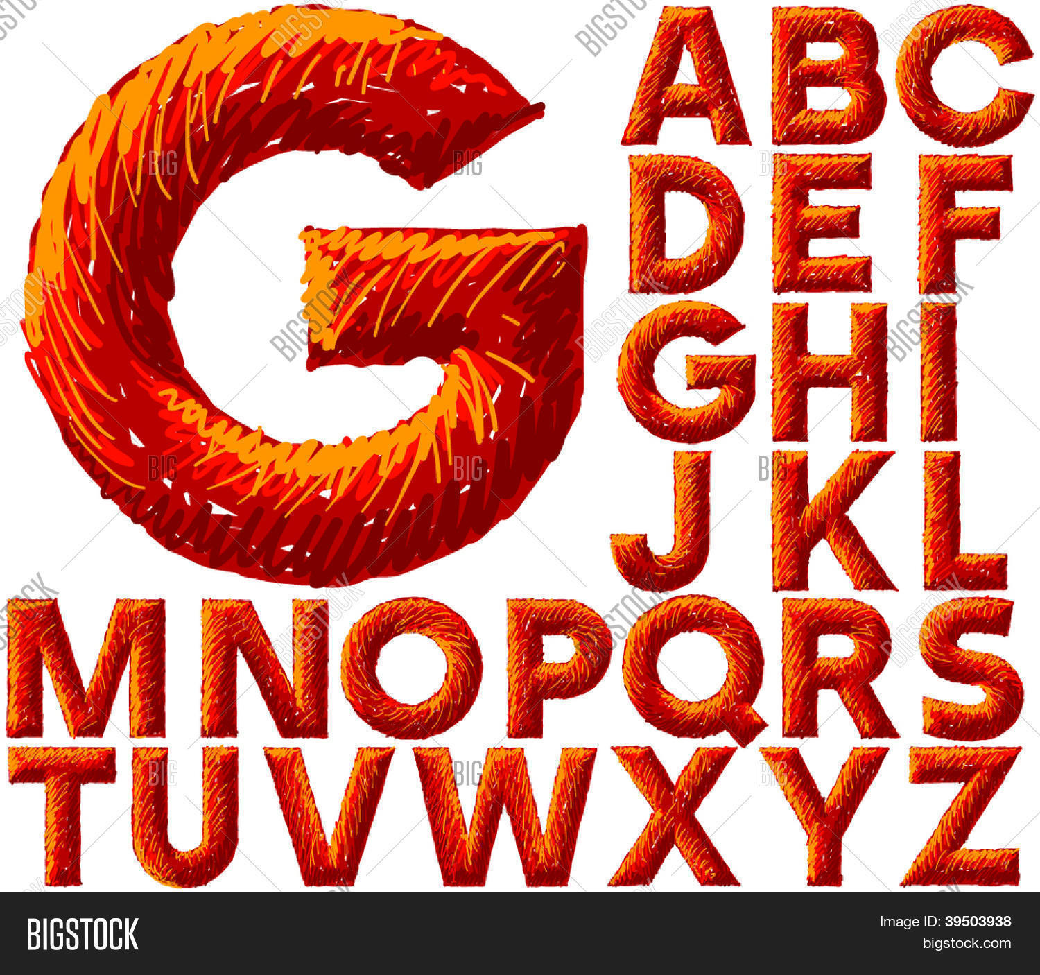 Red Sketch Alphabet. Vector & Photo (Free Trial) | Bigstock