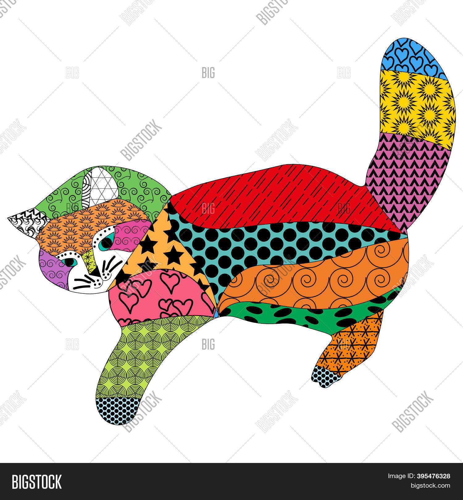 Cat Colored. Line Art Image & Photo (Free Trial) | Bigstock