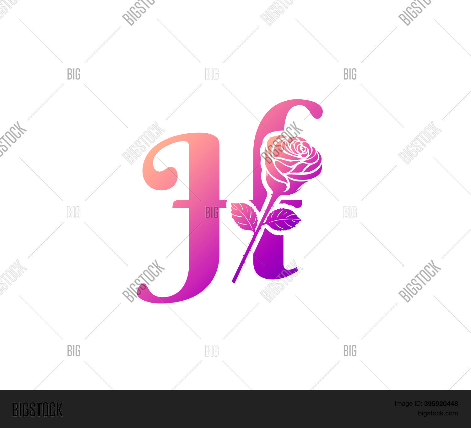 Beauty Rose H Letter Vector & Photo (Free Trial) | Bigstock