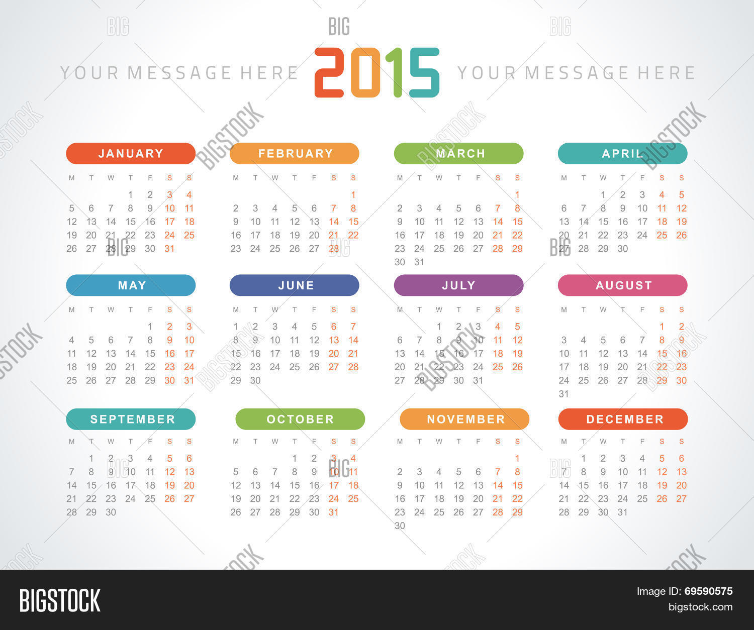 Calendar 2015 Vector Vector & Photo (Free Trial) | Bigstock