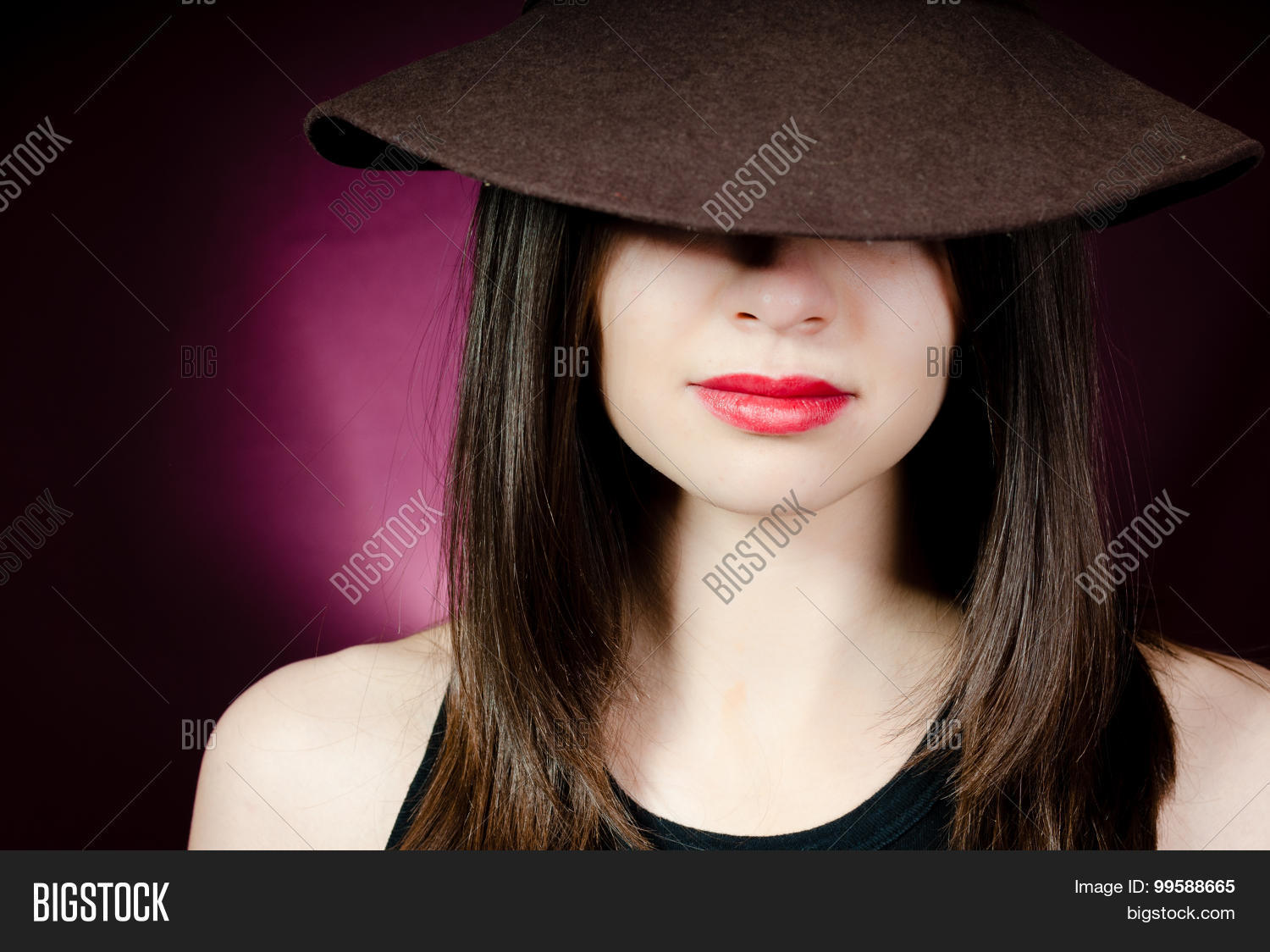 Woman Red Lips Hat Image & Photo (Free Trial) | Bigstock