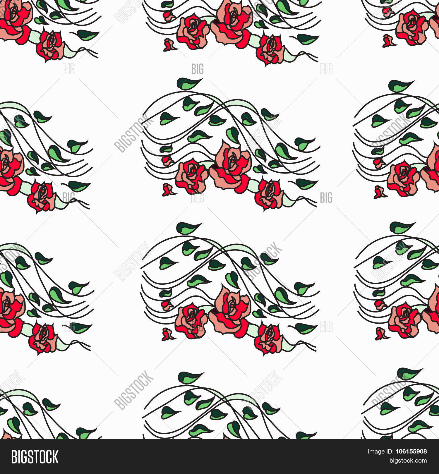 Rose Pattern Vector & Photo (Free Trial) | Bigstock
