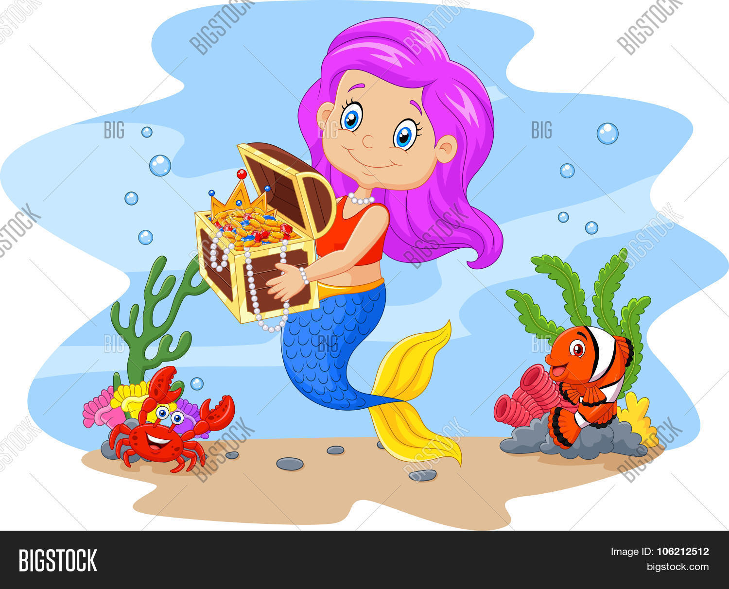 Cartoon Funny Mermaid Vector & Photo (Free Trial) | Bigstock