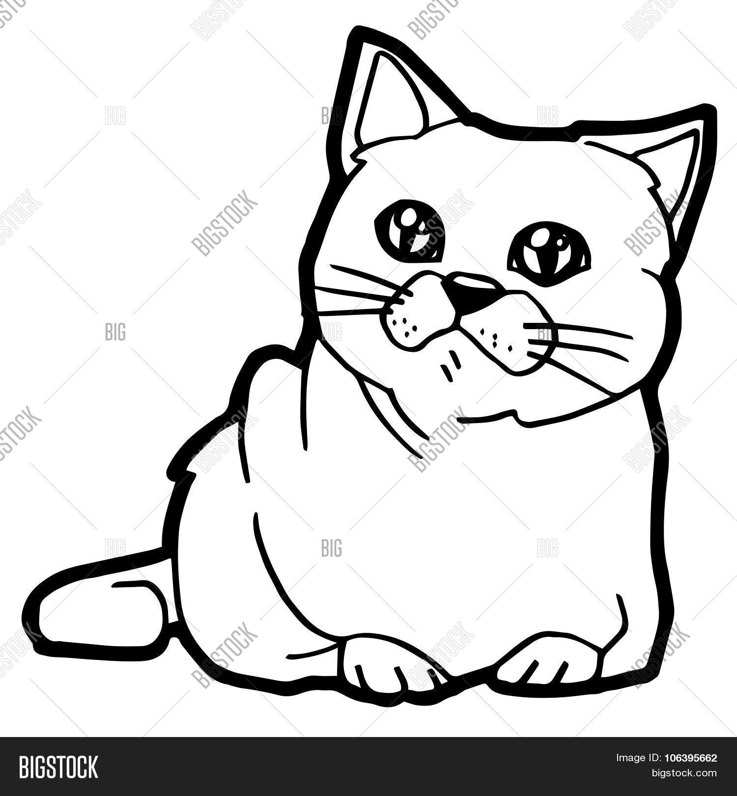 Cartoon Cat Coloring Vector & Photo (Free Trial) | Bigstock