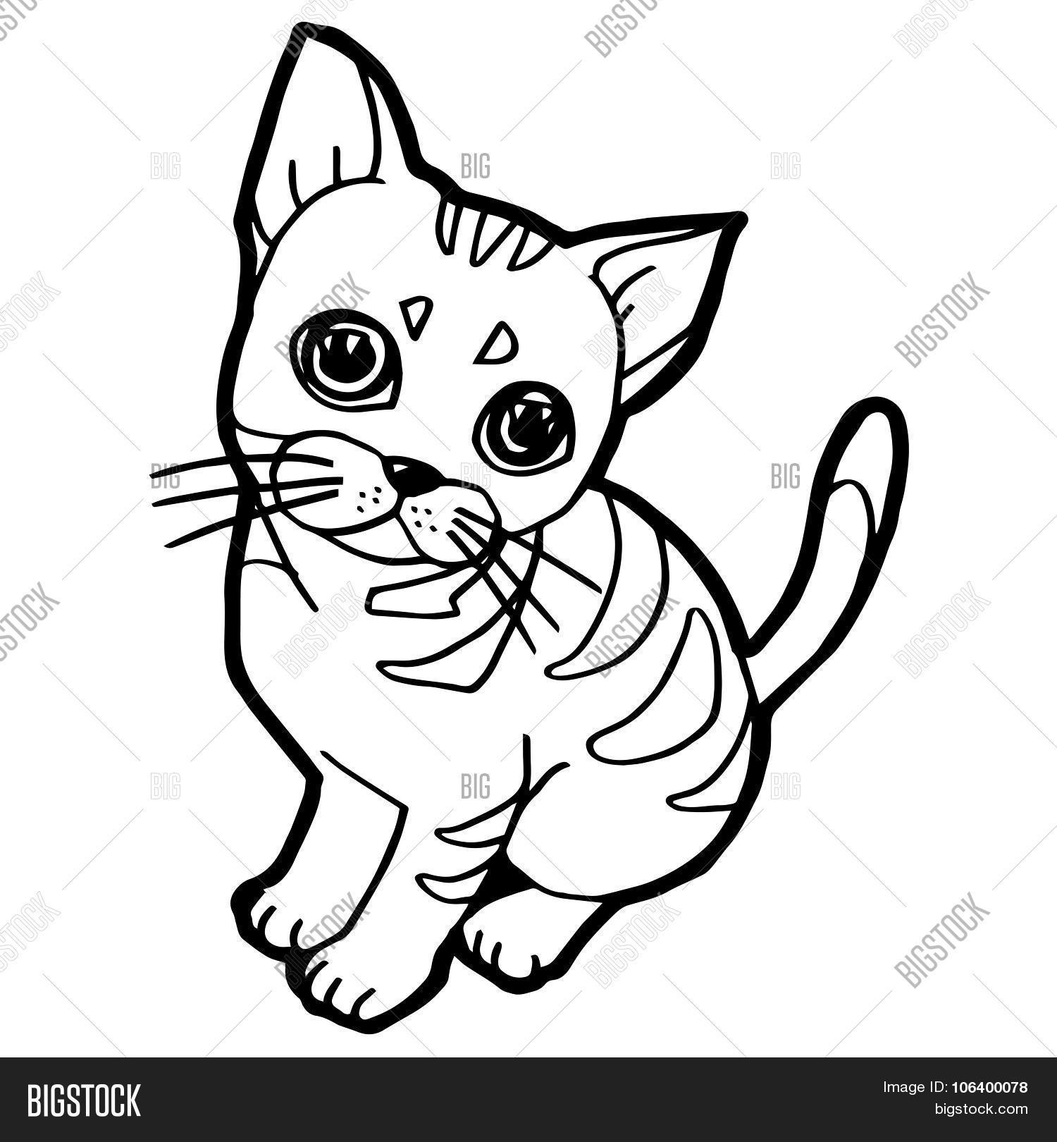 Cartoon Cat Coloring Vector & Photo (Free Trial) | Bigstock