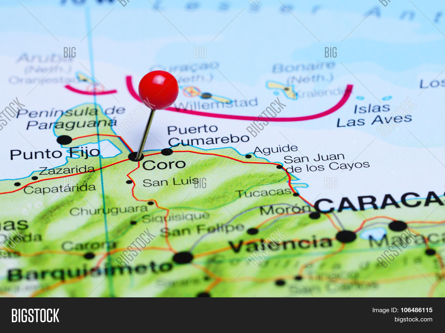 Coro Pinned On Map Image & Photo (Free Trial) | Bigstock