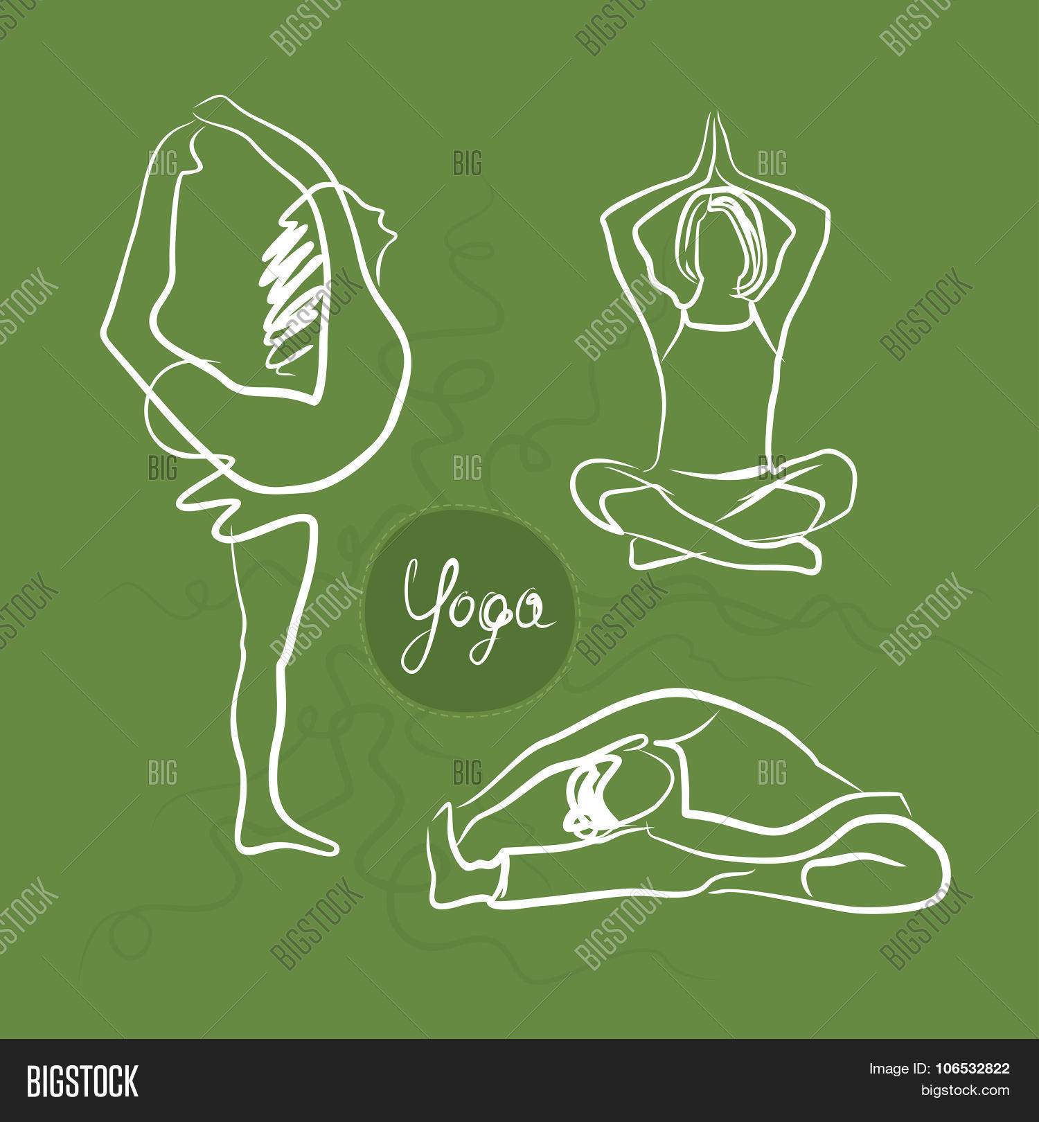 Set Yoga Poses. Green Vector & Photo (Free Trial) | Bigstock