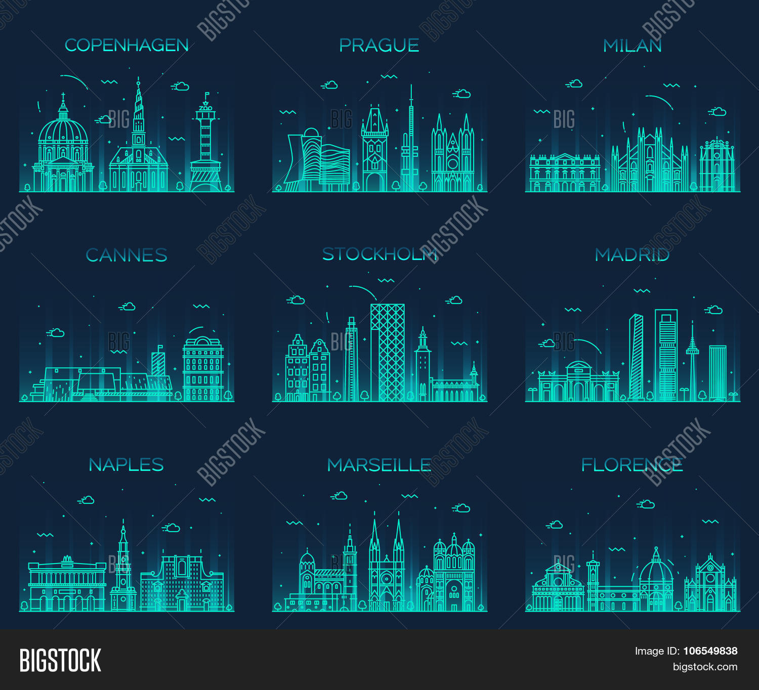 Europe Skylines Vector & Photo (Free Trial) | Bigstock