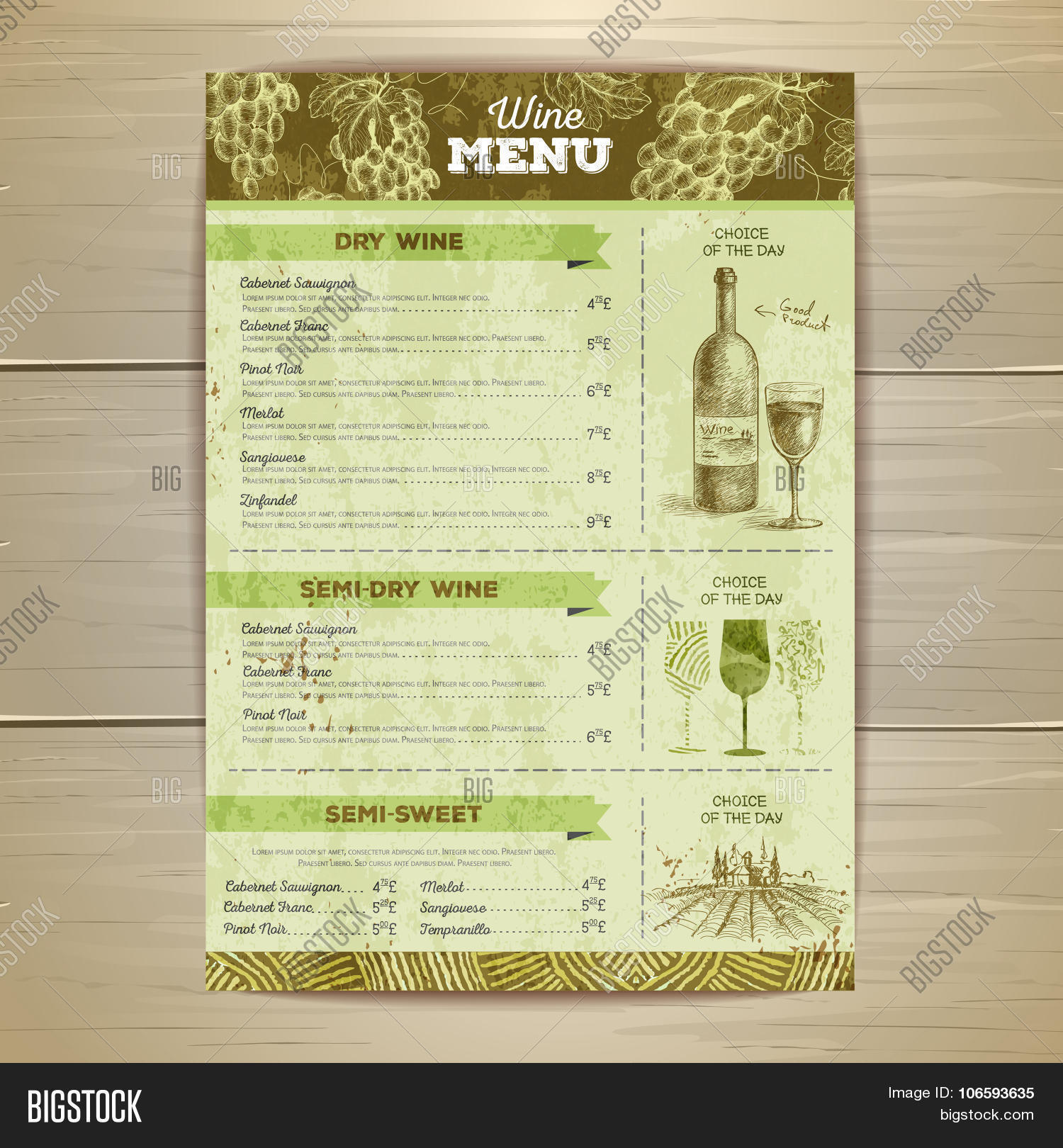 Vintage Wine Menu Vector & Photo (Free Trial) | Bigstock