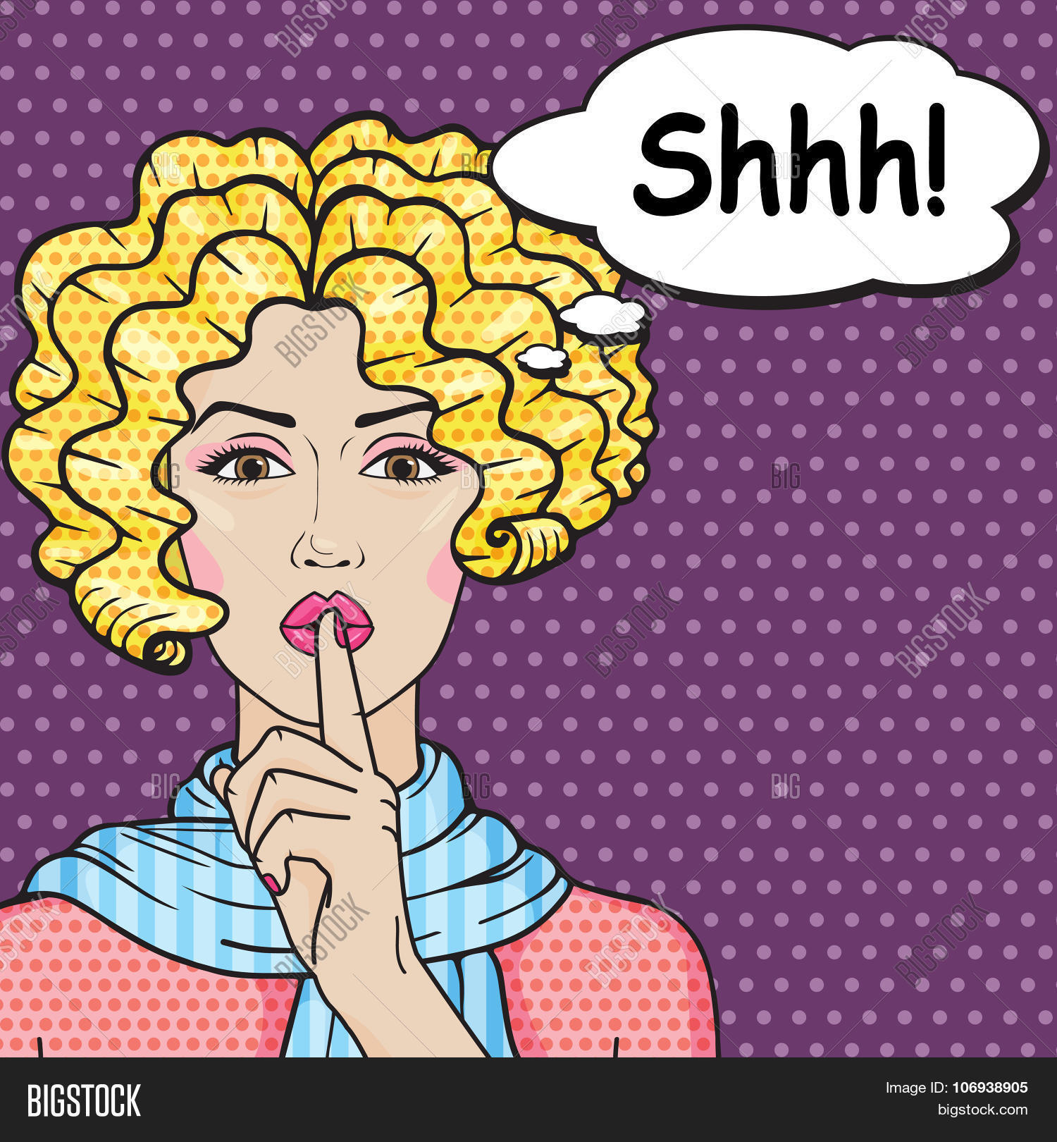 Retro Girl Says Shhh Vector & Photo (Free Trial) | Bigstock