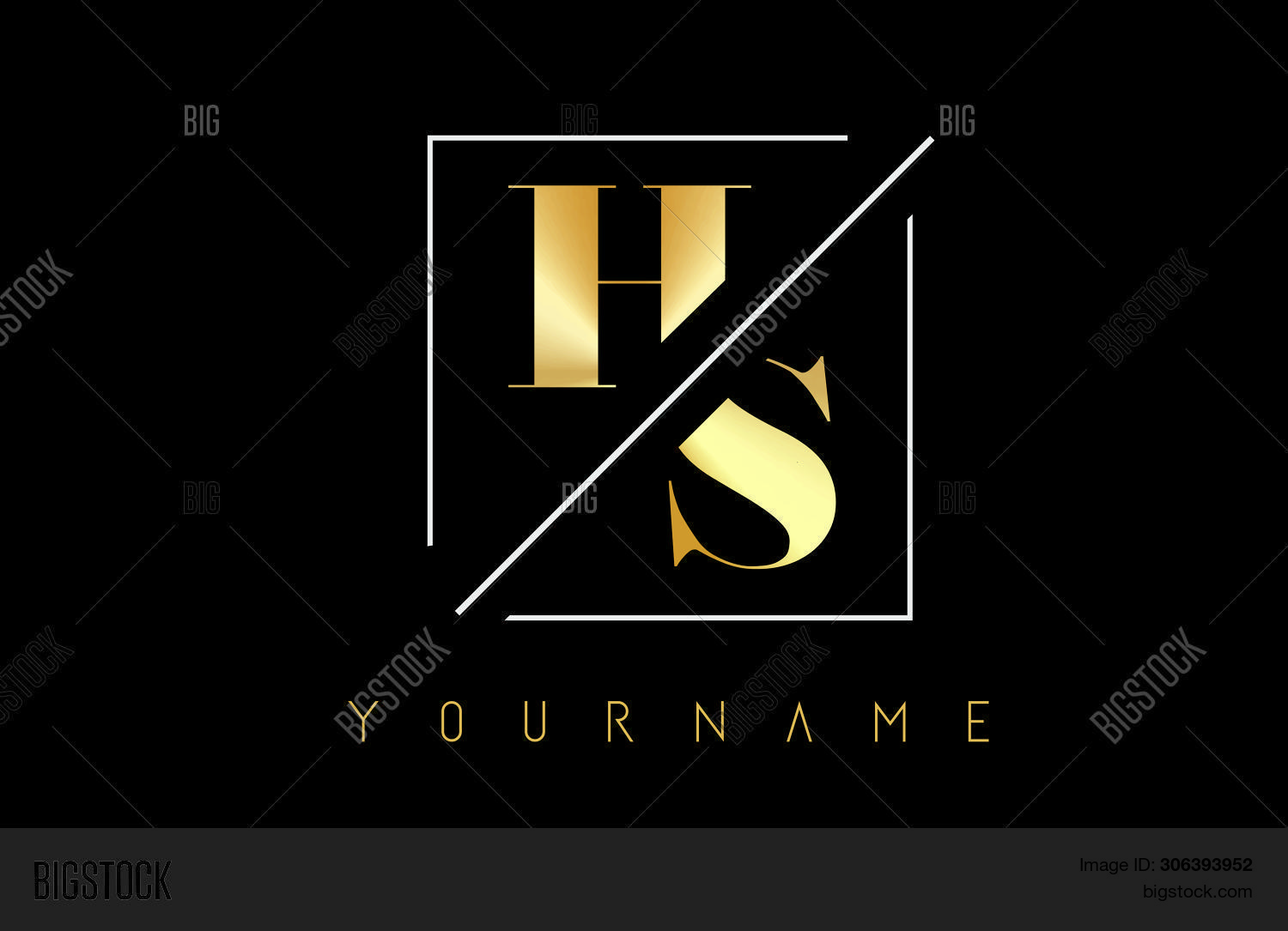 Hs Golden Letter Logo Vector & Photo (Free Trial) | Bigstock