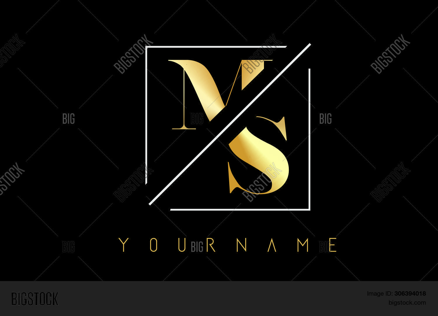 Ms Golden Letter Logo Vector & Photo (Free Trial) | Bigstock