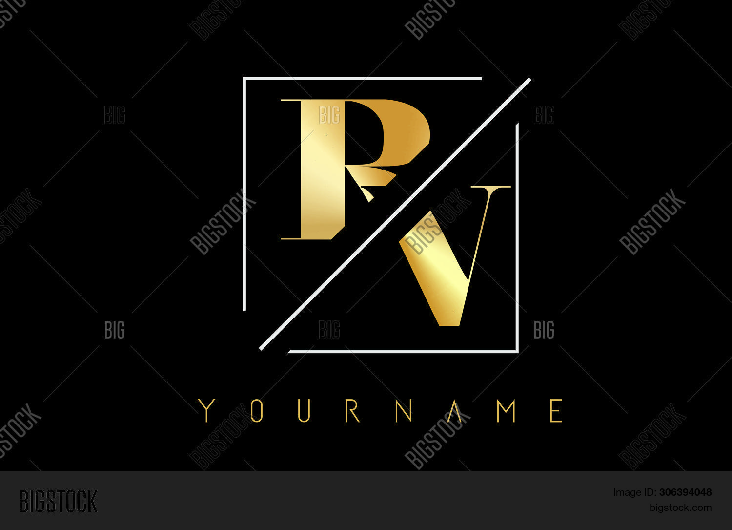 Rv Golden Letter Logo Vector & Photo (Free Trial) | Bigstock