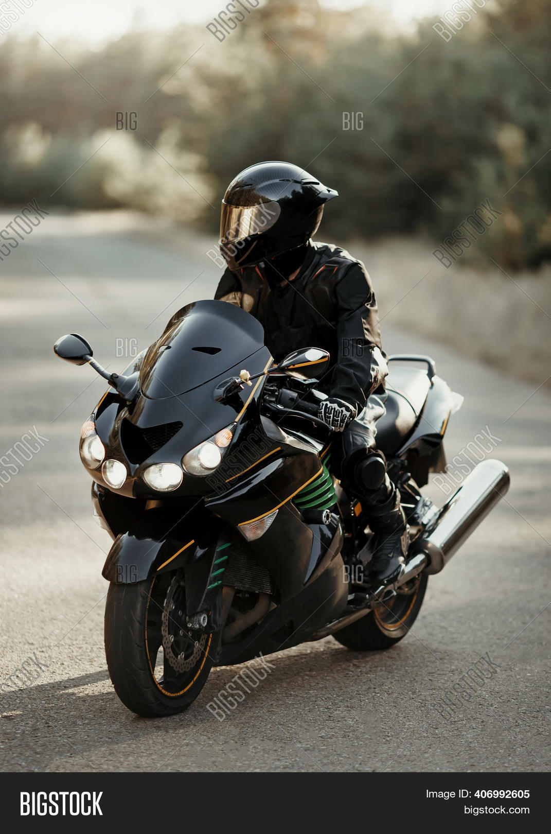 Motorcyclist Helmet On Image & Photo (Free Trial) | Bigstock