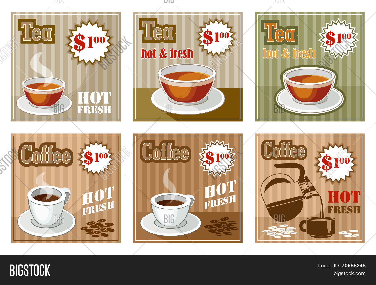 Set Coffee Tea Menu Vector & Photo (Free Trial) | Bigstock