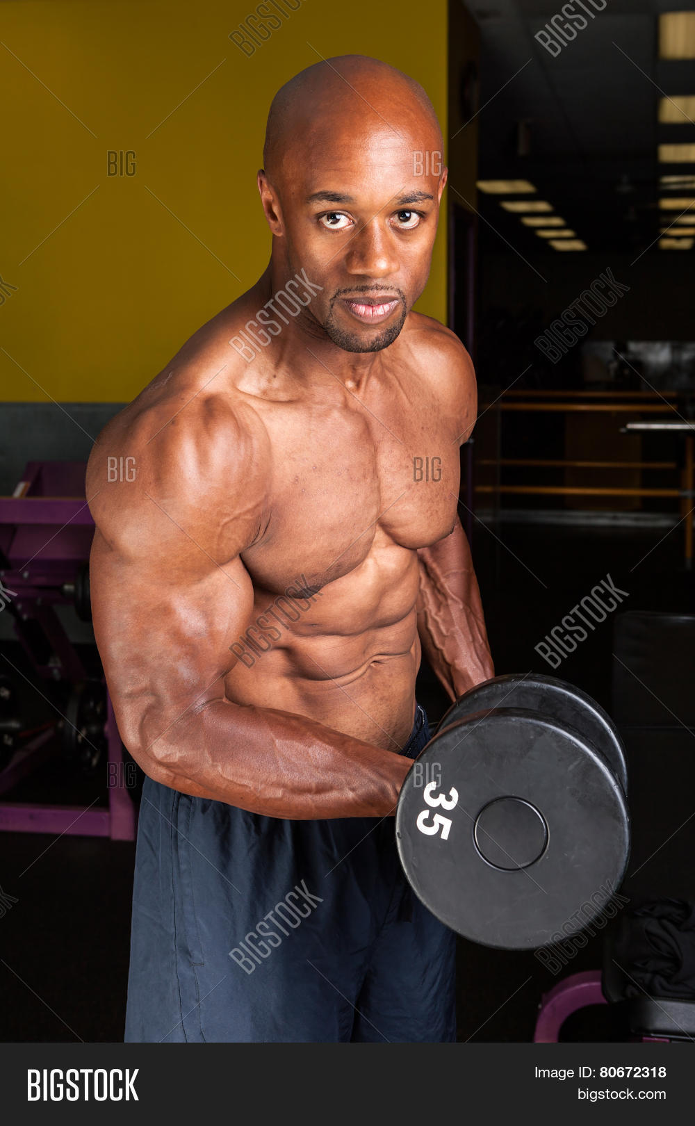 Muscle Man Bicep Curls Image & Photo (Free Trial) | Bigstock