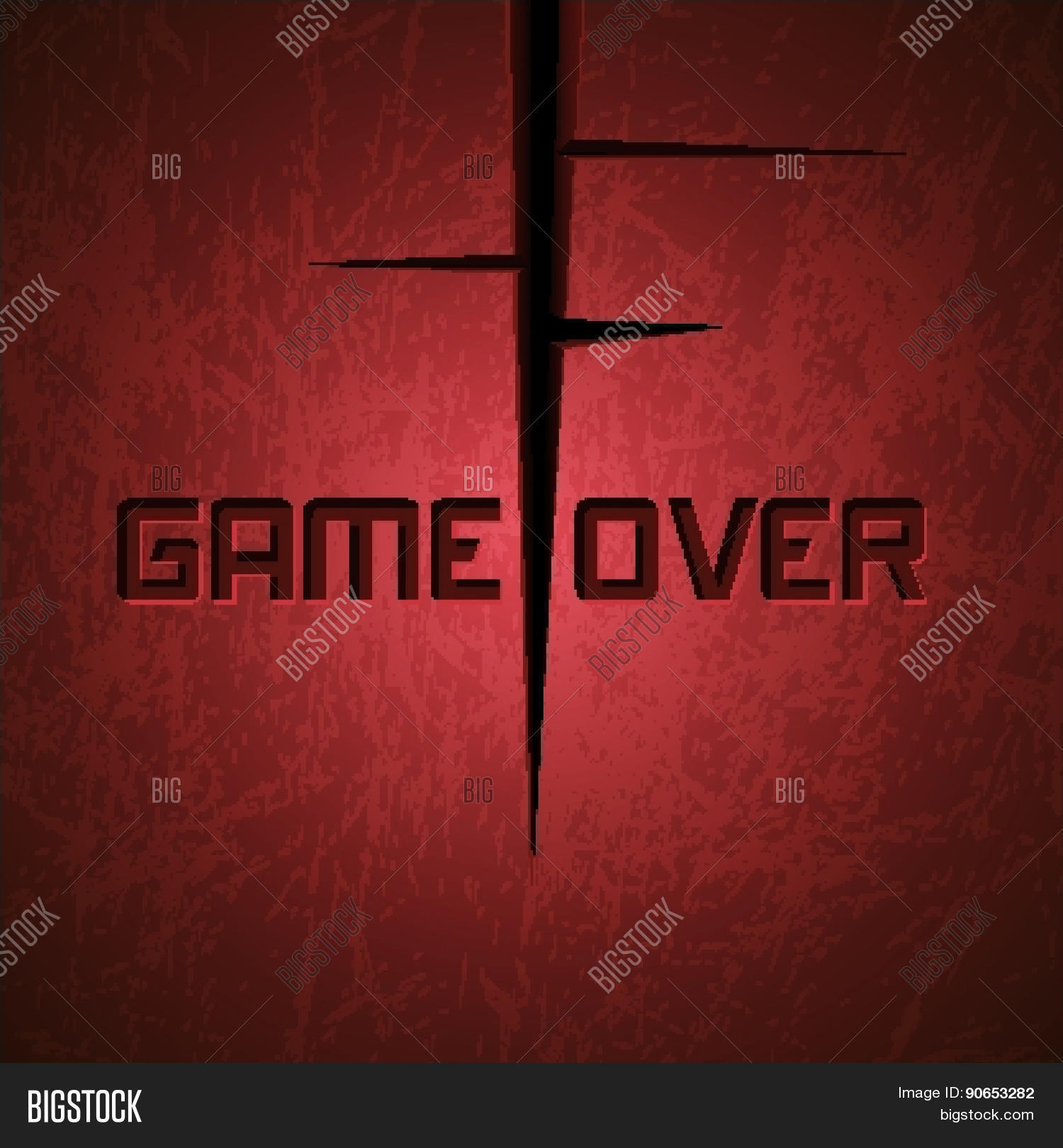 Game Over On Red Vector & Photo (Free Trial) | Bigstock