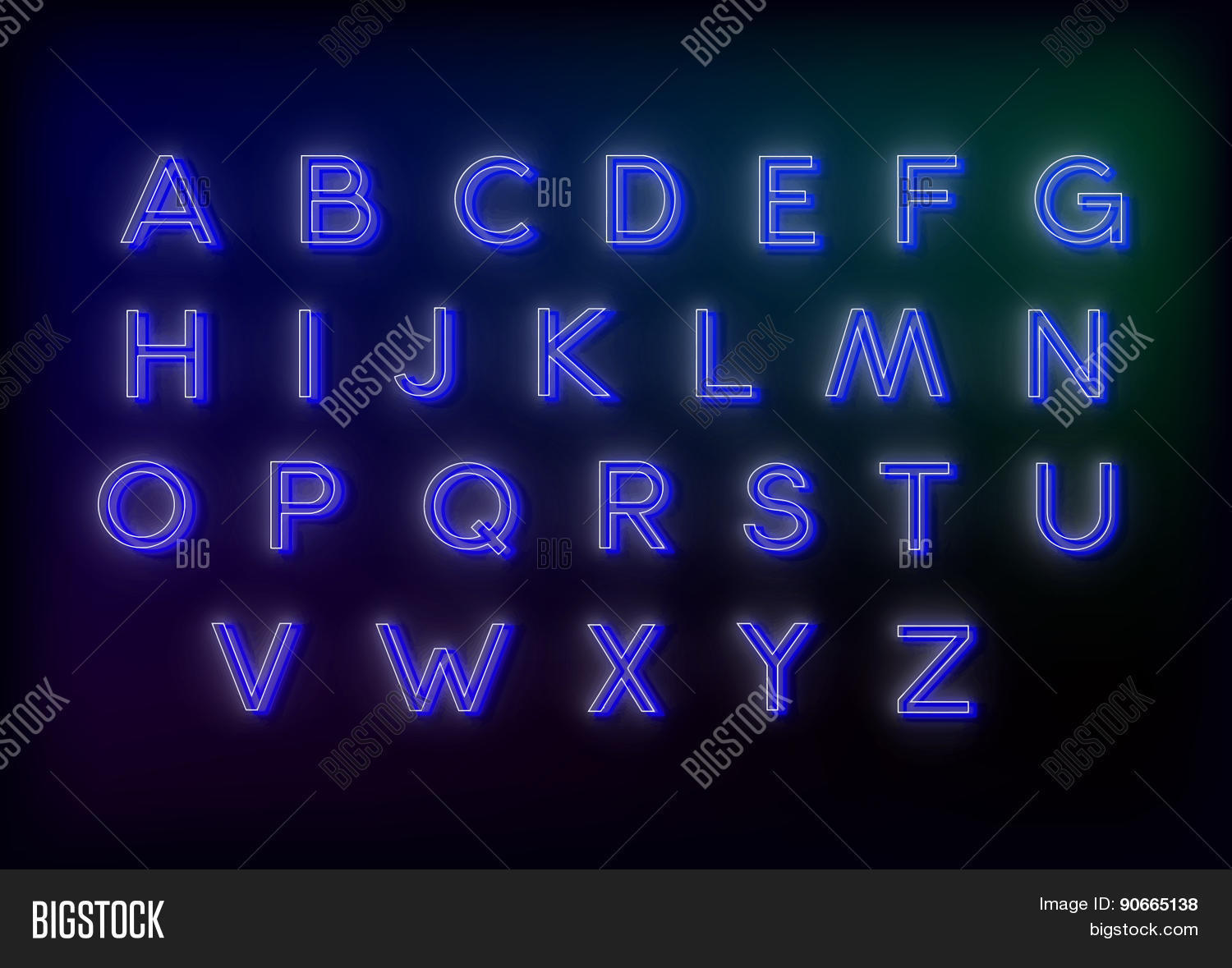 Neon Alphabet Vector Vector & Photo (Free Trial) | Bigstock
