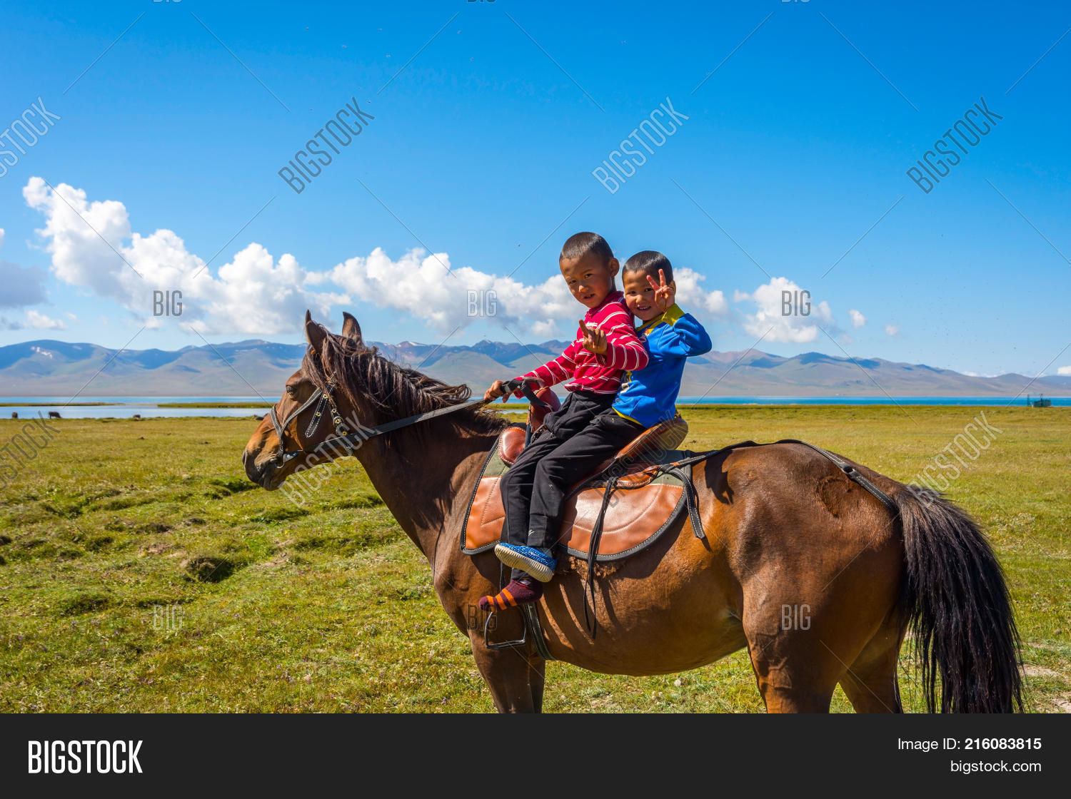 Two Kids Riding Horse Image & Photo (Free Trial) | Bigstock