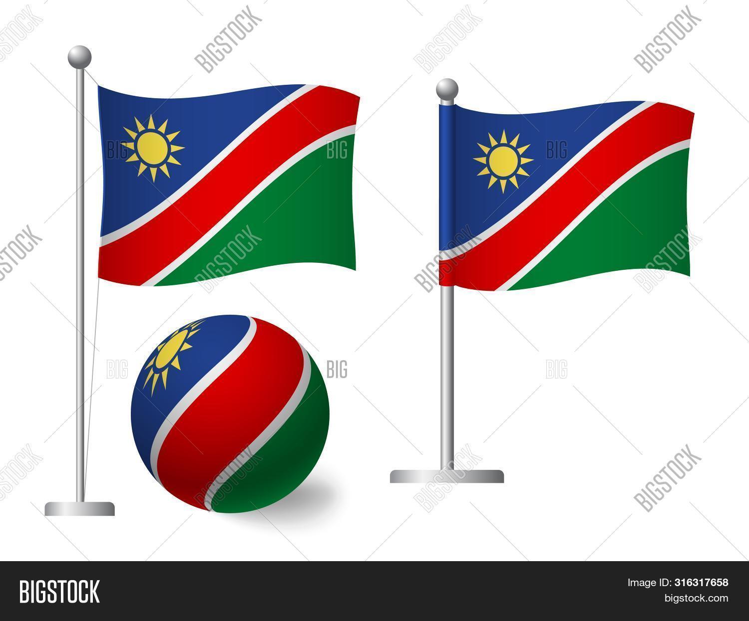 Namibia Flag On Pole Image & Photo (Free Trial) | Bigstock