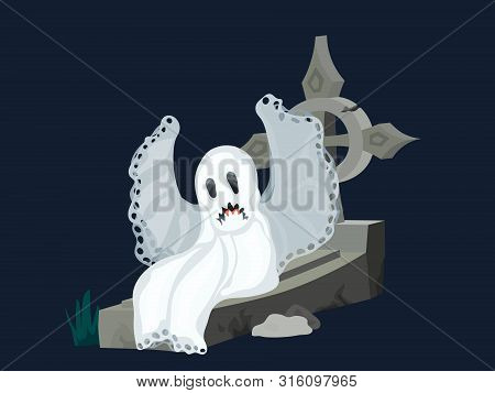 Ghost On Grave Cross Vector & Photo (Free Trial) | Bigstock