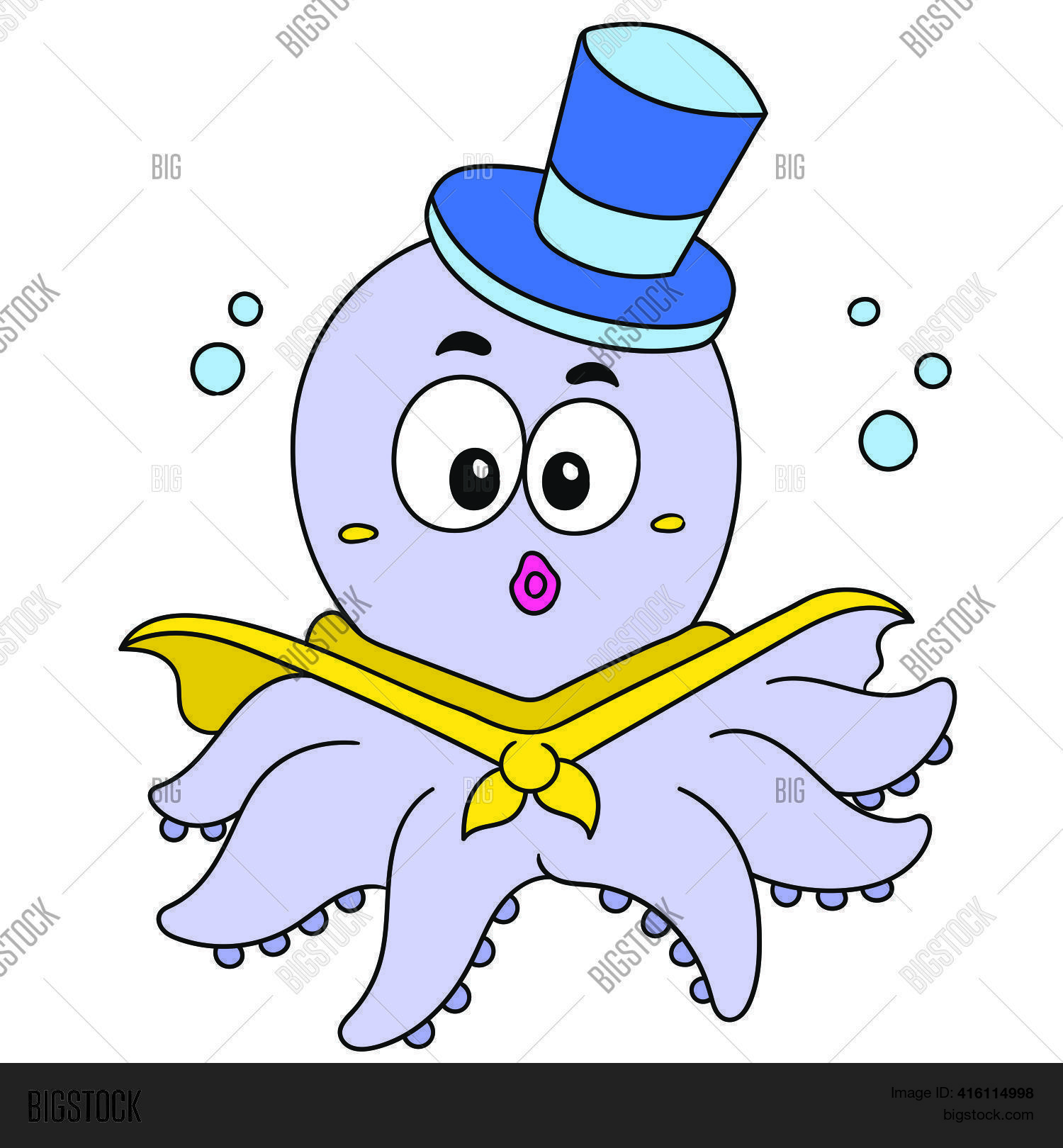 Happy Octopus Cartoon Vector & Photo (Free Trial) | Bigstock