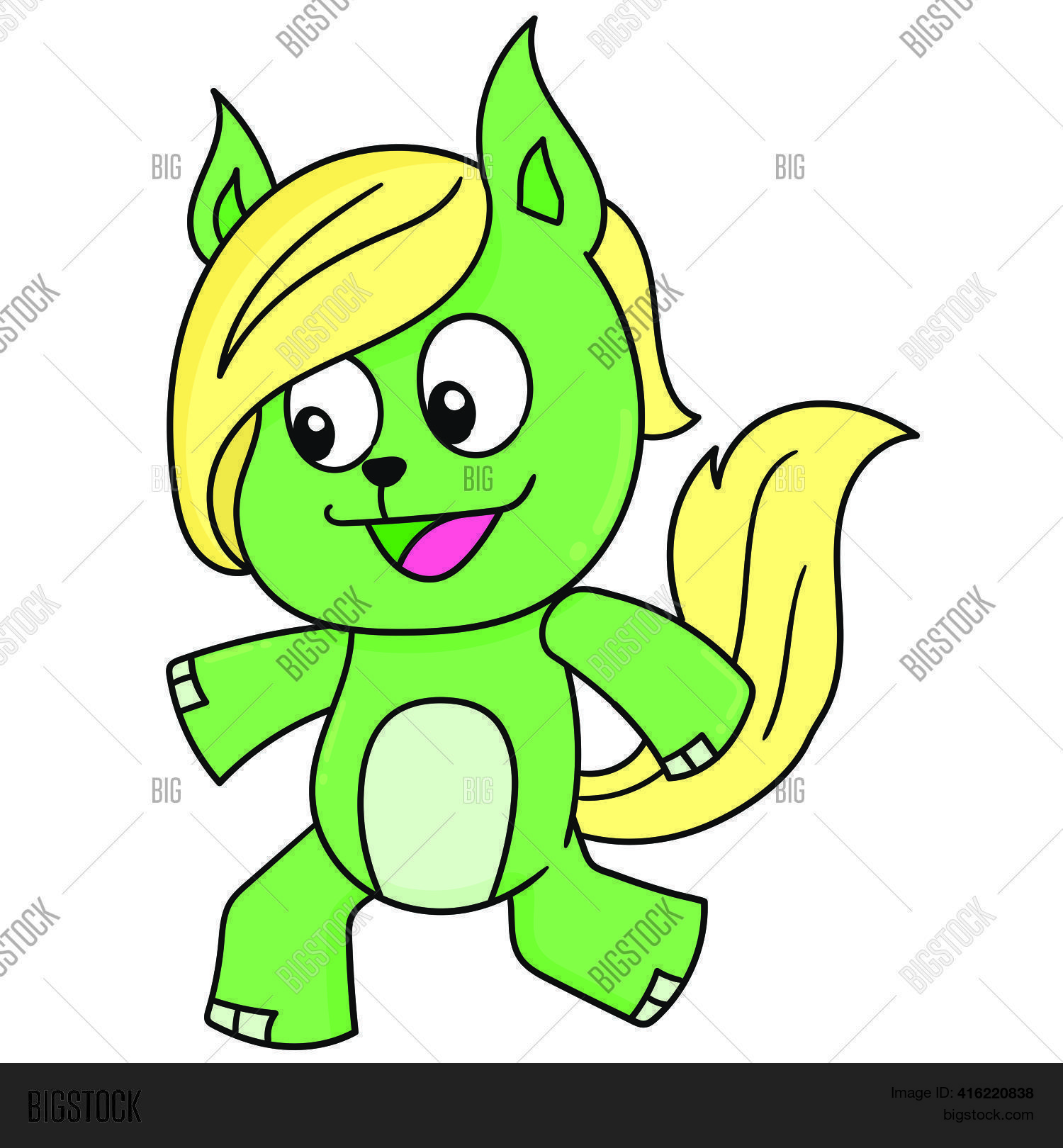 Cute Green Creature Vector & Photo (Free Trial) | Bigstock