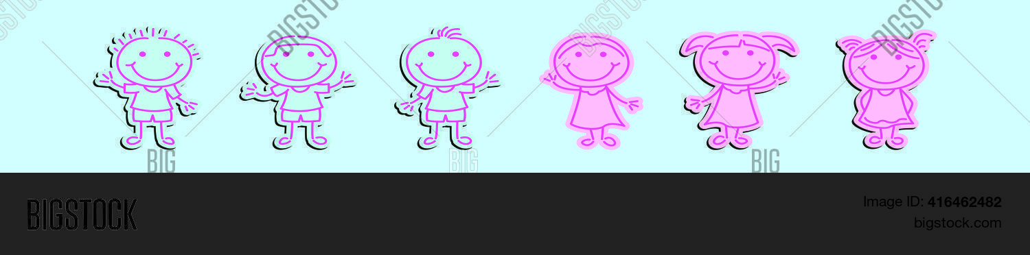 Set Kids Cartoon Icon Vector & Photo (Free Trial) | Bigstock