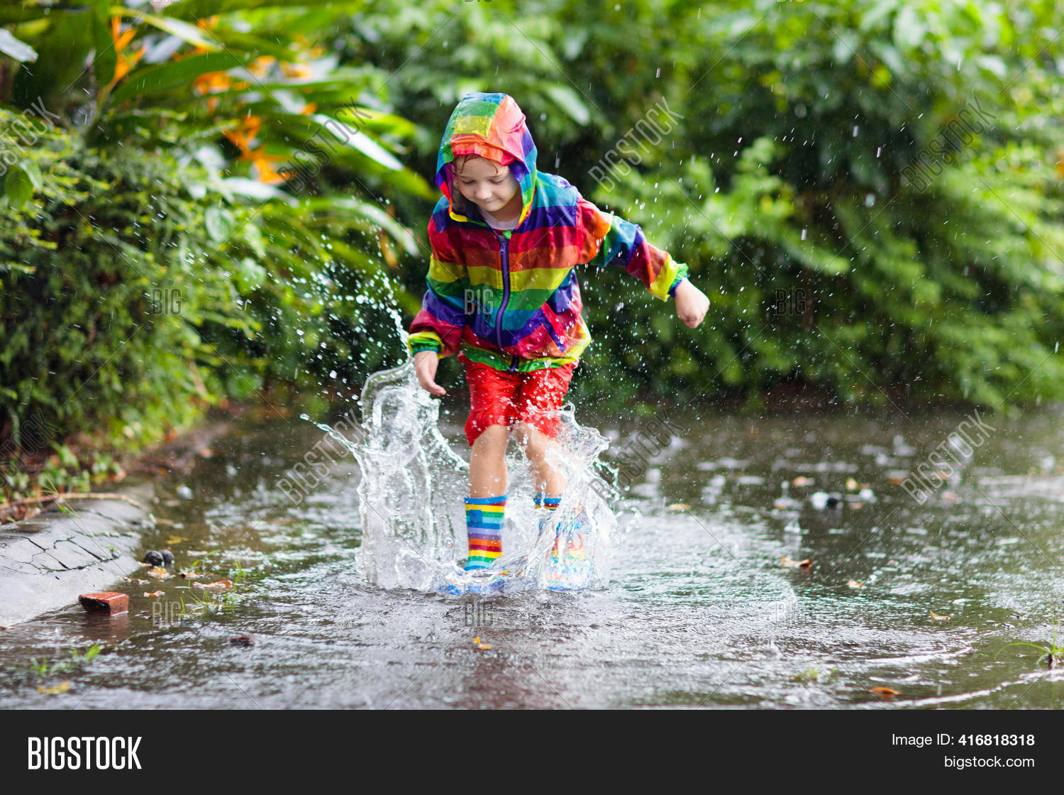 Kid Playing Rain Image & Photo (Free Trial) | Bigstock