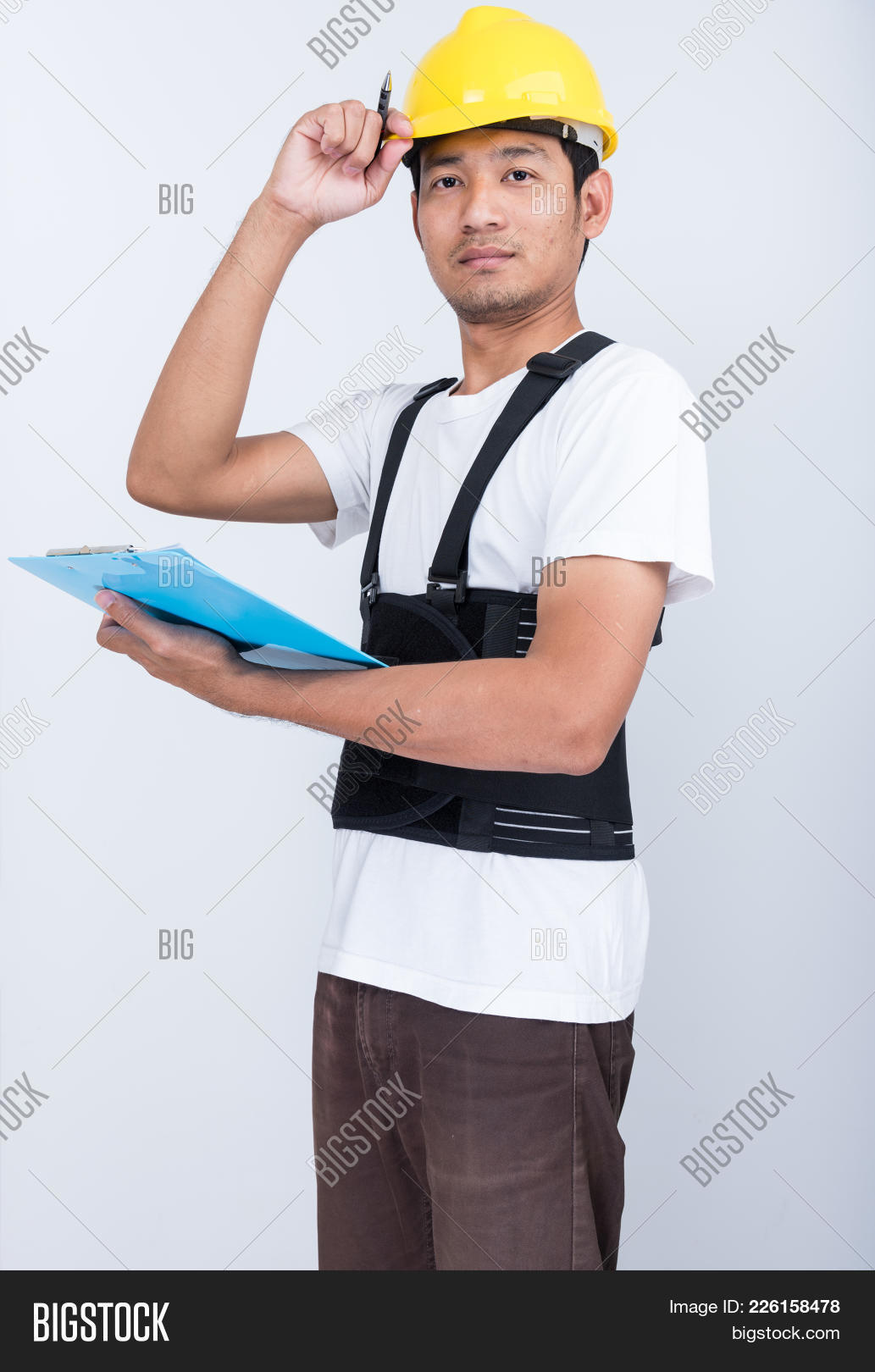 Worker Man Stand Write Image & Photo (Free Trial) | Bigstock