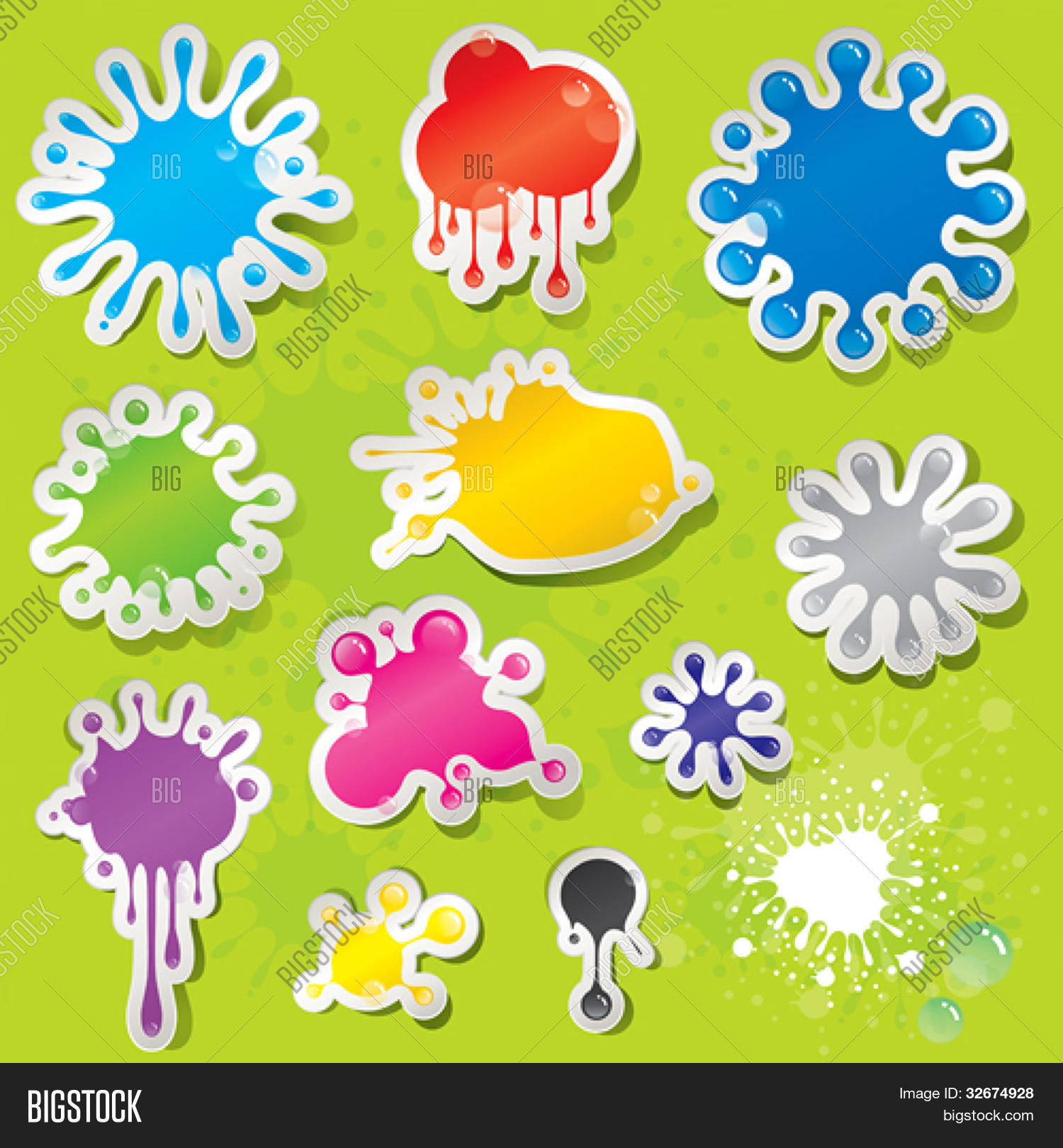 Set Colors Splashes Vector & Photo (Free Trial) | Bigstock