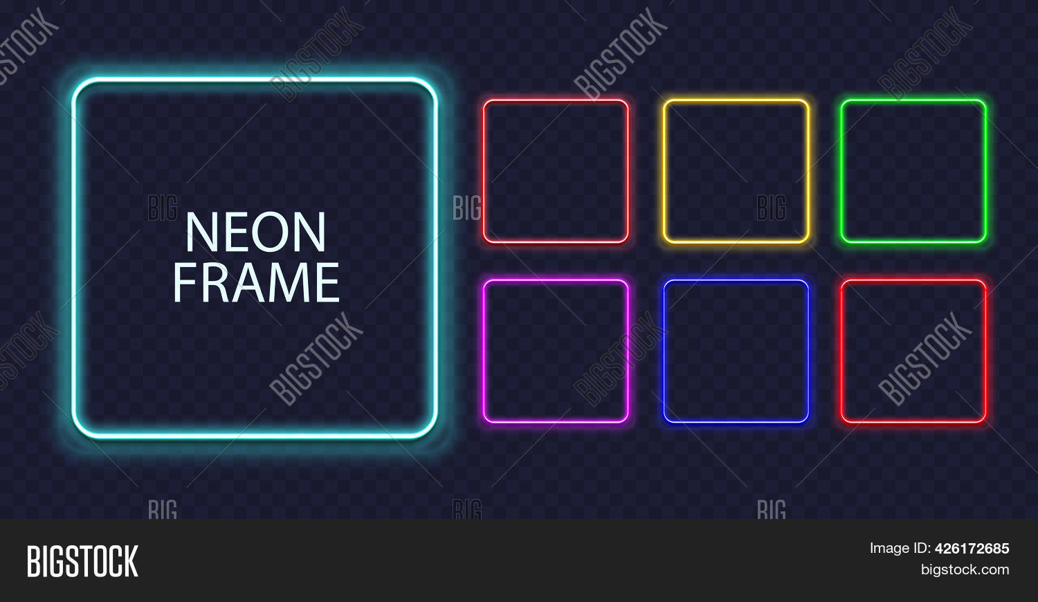Square Neon Frames. Image & Photo (Free Trial) | Bigstock