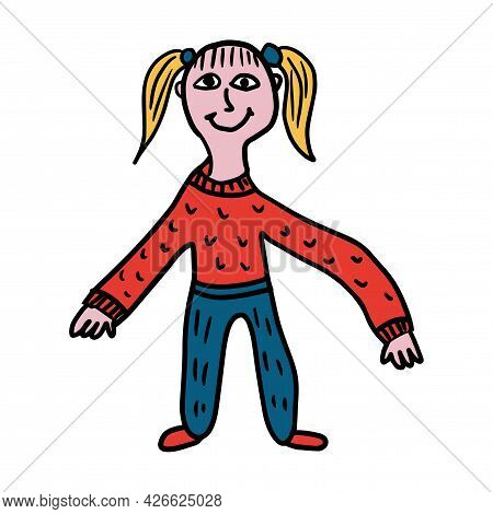 Cartoon Doodle Girl Vector & Photo (Free Trial) | Bigstock
