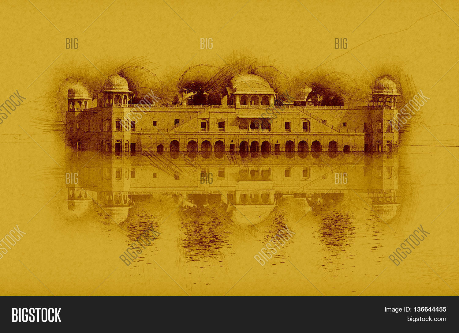 Sketch Jal Mahal Image & Photo (Free Trial) | Bigstock