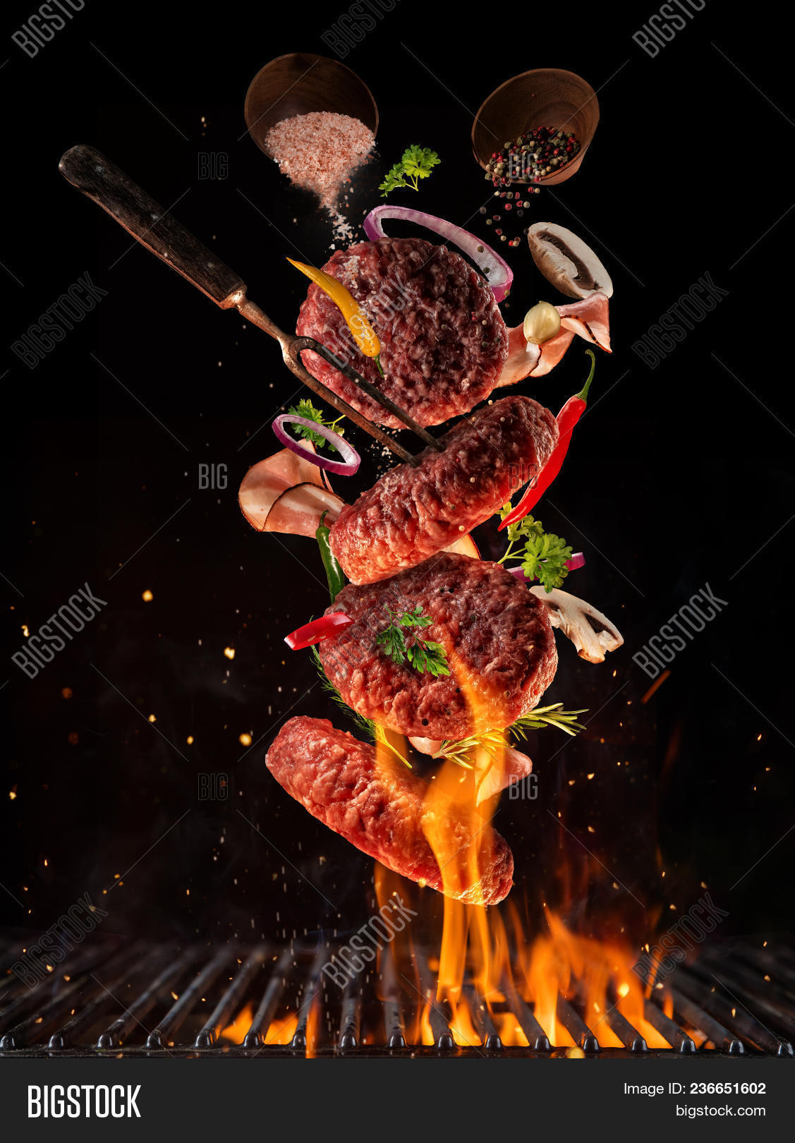 Flying Pieces Beef Image & Photo (Free Trial) | Bigstock